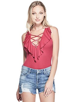 Guess - Guess Women's Sleeveless Half Moon Ruffle Bodysuit