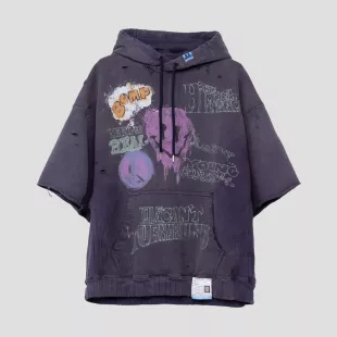Maison Mihara Yasuhiro - Purple Drip Smile Short Sleeve Hoodie