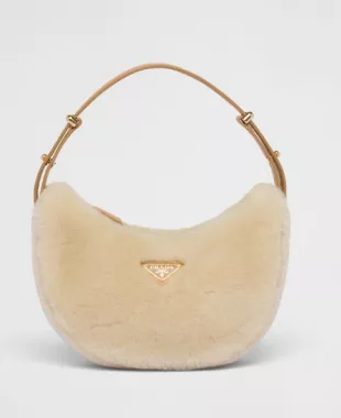 Prada - Arque Shearling and Leather Shoulder Bag