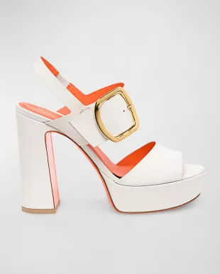 Santoni - Satin Double Buckle Platform Sandals