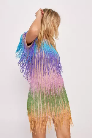 nastygal - Rainbow Tassel Fringe Shift Dress