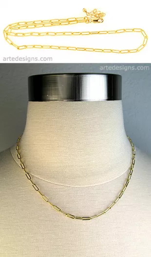 Arte Designs - Gold Paper Clip Chain Necklace