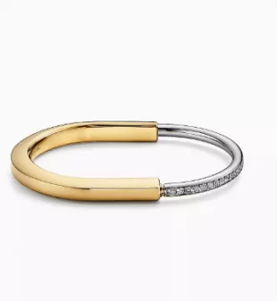 Tiffany & Co. - Lock Bangle in Yellow and White Gold with Half Pave ...