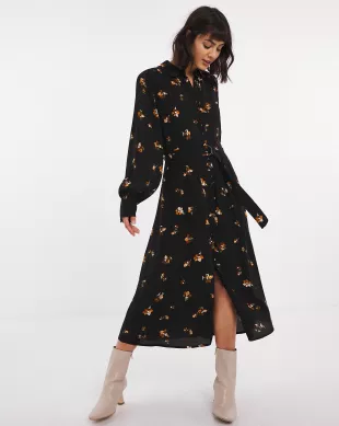 SELECTED FEMME - Floral Print Button Down Dress