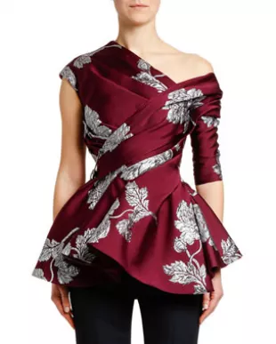 Alexander McQueen - Asymmetric Northern Rose Brocade Top