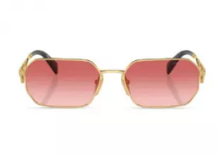 Prada - Gold & Pink Metal Rectangle Sunglasses (PRA51S)