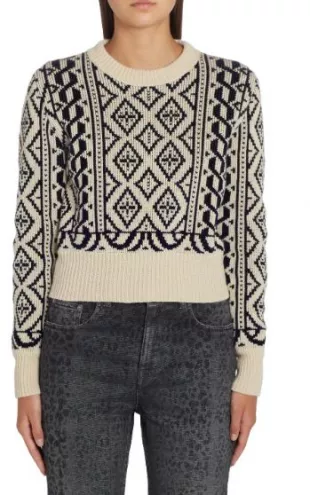 Golden Goose - Diamond Jacquard Crop Wool Sweater
