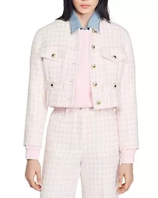 Sandro - Cropped Tweed Button Front Jacket