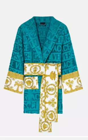 Versace - Teal Blue I Heart Baroque Short Robe