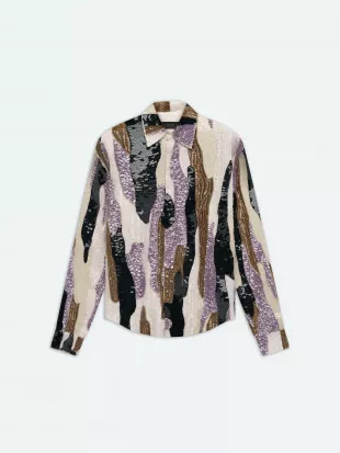 Amiri - Mixed Media Sequin Shirt