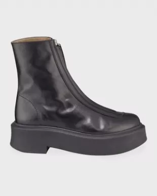 The Row - Zipped 1 Leather Ankle Boots
