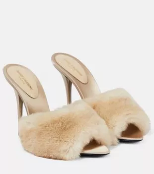 Saint Laurent - La 16 Animal-Free Fur and Leather Mules