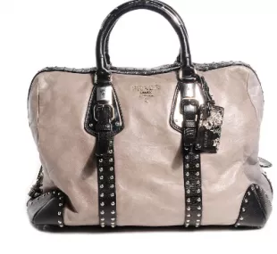 Prada - Glace Calf Studded Large Trunk Bag