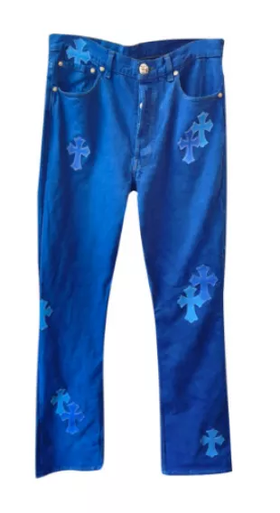 Chrome Hearts - Bright Blue Cross Patch Jeans
