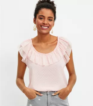 loft - Clip Dot Ruffle Shell
