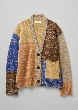 toast - Colour Block Wool Cotton Cardigan
