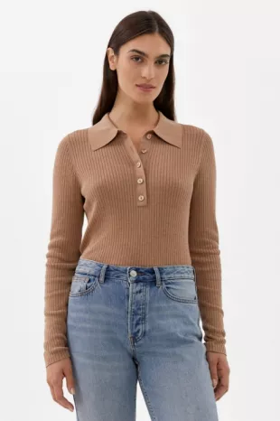 Jag Femme - Ribbed Long Sleeve Polo