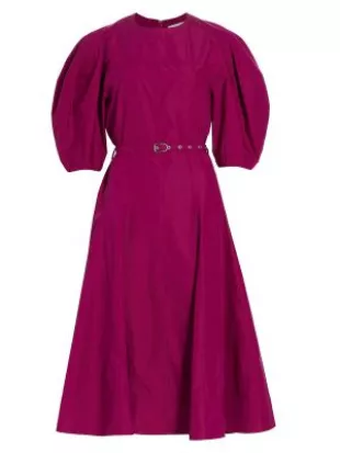 3.1 PHILLIP LIM - Bleted Puff-Sleeve Godet Midi Dress