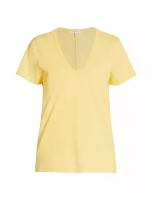 Rag & Bone - The Slub Vee Short Sleeve Yellow Cotton T Shirt