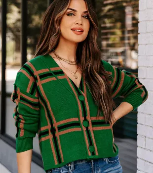 Vici Collection - Tennessee Plaid Button Front Crop Cardigan