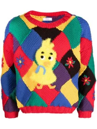 ERL - Multicolor Diamond Duck Patch Sweater