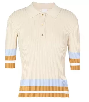 8 by YOOX - Contrast Rib-Knit S/Sleeve Polo-Neck Sweater