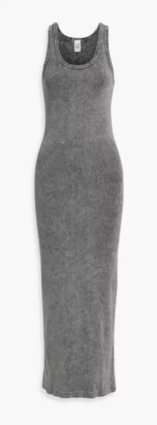 RE/DONE BY HANES - Faded Ribbed Stretch Cotton Jersey Maxi Dress