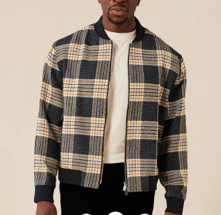 Inserch - Large Plaid Zip Bomber