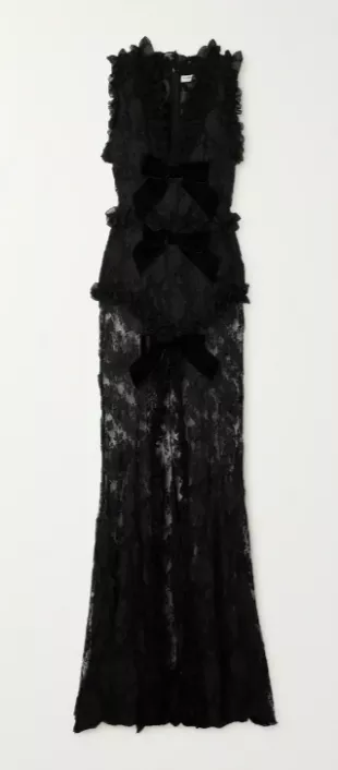 Alessandra Rich - Bow Detailed Ruffled Lace Gown