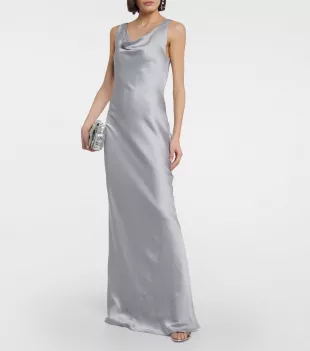 Norma Kamali - Maria satin gown in silver - Norma Kamali | Mytheresa