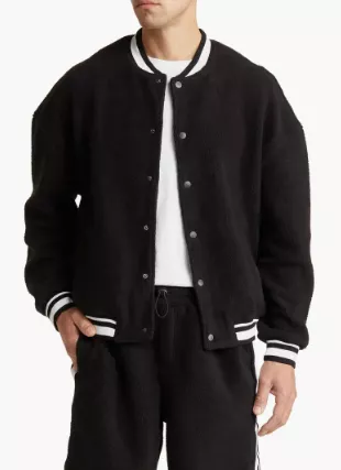 BP - Oversize High Pile Fleece Varsity Jacket