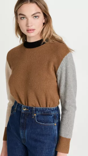 Frame - Cashmere Colorblock Crew Neck Sweater