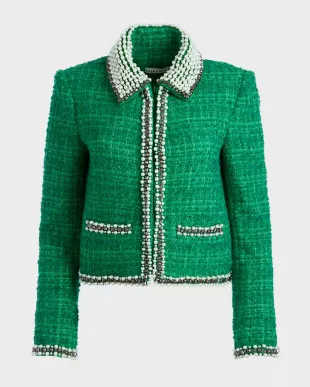 Alice + Olivia - Kidman Pearl Embellished Collared Jacket