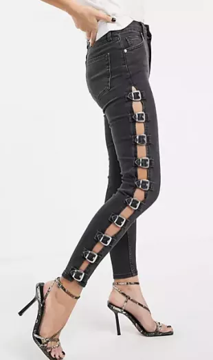 Topshop - Side Buckle Jeans