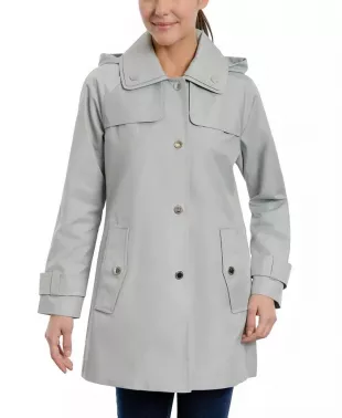 London Fog - Single Breasted Hooded Raincoat