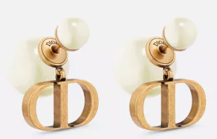 Dior - Antique Gold-Finish Metal with White Resin Pearls