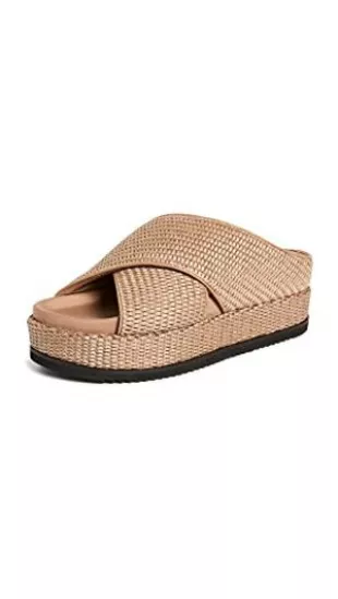 roam - Cross Stack Raffia Platform Slides