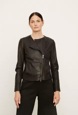 vince - Cross Front Leather Jacket