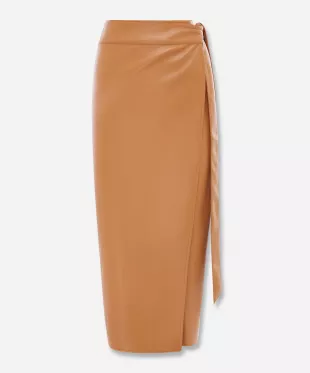 Never Fully Dressed - Camel Vegan Leather Jaspre Skirt