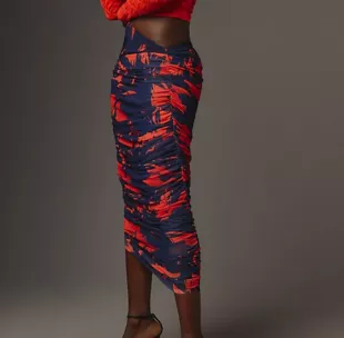 lamarque - Ruched Mesh Midi Skirt