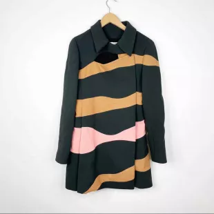Christian Dior - Women's Colorblock Wool Coat Black Pink Tan