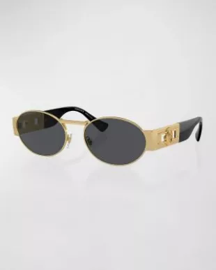 Versace - Medusa Deco Steel & Acetate Oval Sunglasses