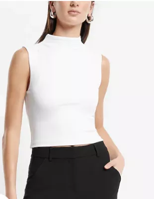 express - Body Contour High Compression Mock Neck Cropped Tank