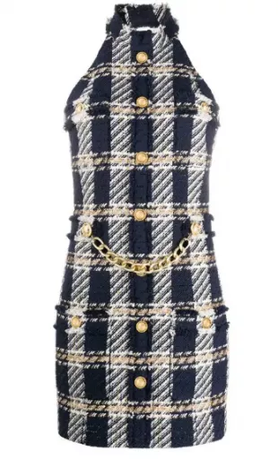 Balmain - Chain-Detail Tweed Dres