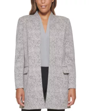 Calvin Klein - Open Front Snakeskin Print Topper Jacket In Tin Multi