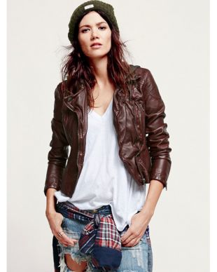 Free People - Free People Vegan Leather Hooded Jacket