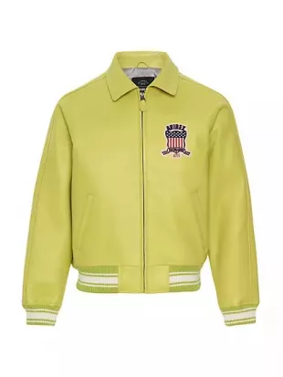 avirex - Acid Green Leather Icon Jacket