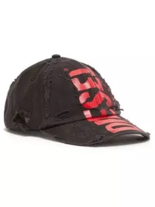 Diesel - Black Ripped & Red Logo C Ewan Hat
