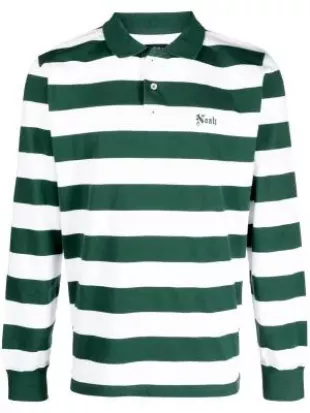 Noah NY - Striped Pattern Logo Polo Shirt