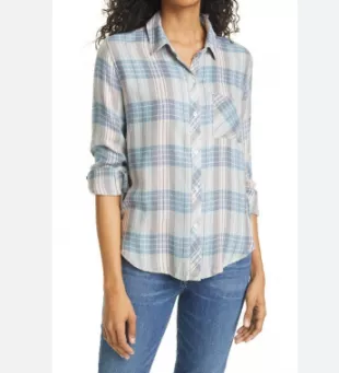 Rails - Hunter Plaid Shirt In Peach Lagoon